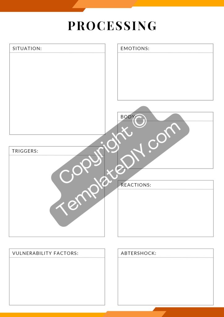 Printable Processing Coping Situation Worksheet Template