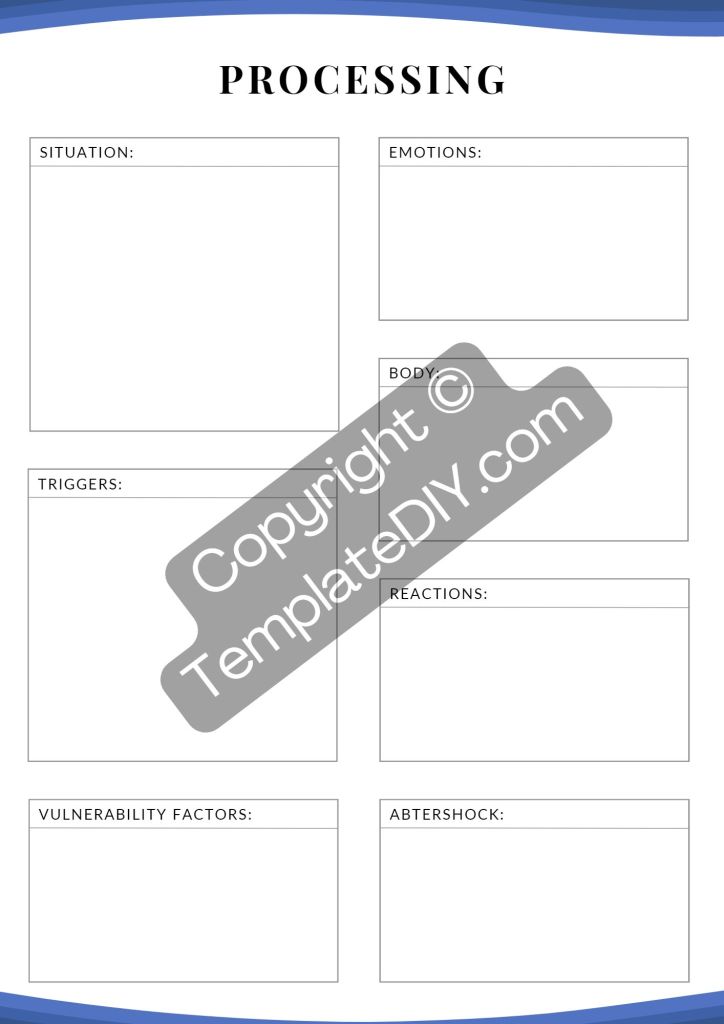 Printable Processing Coping Situation Worksheet Template