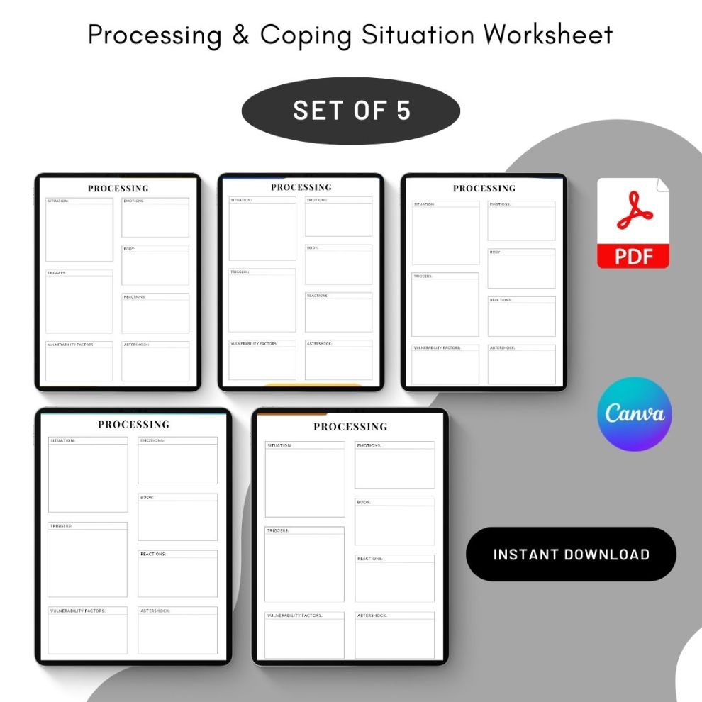 Printable Processing Coping Situation Worksheet Template