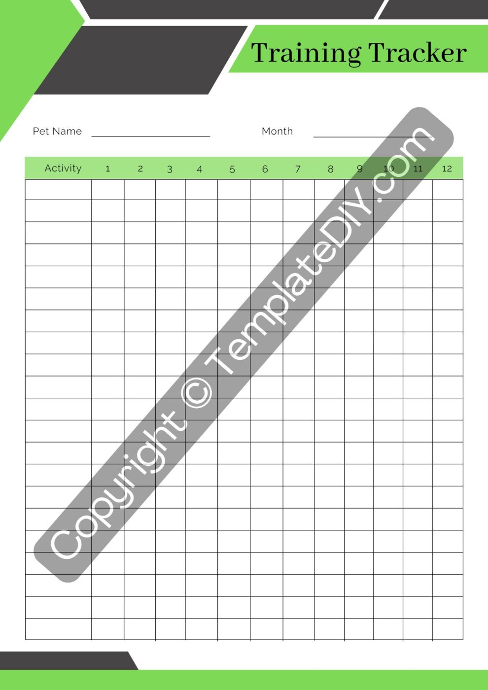 Dog Training Challenge Template Printable PDF, Word