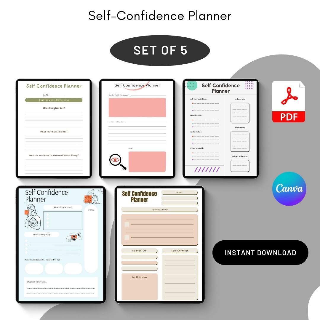 Printable Self-Confidence Planner Template PDF, Word