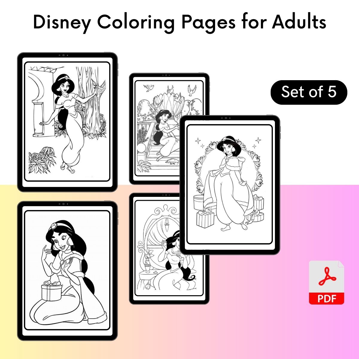 Disney Coloring Pages for Adults Template Printable PDF