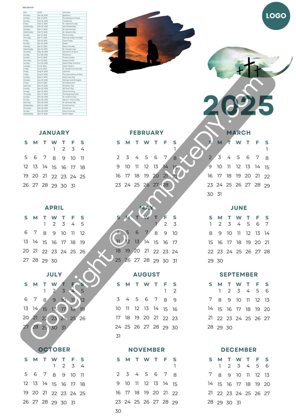 Christian Calendar 2025 Template in PDF, Word, Excel