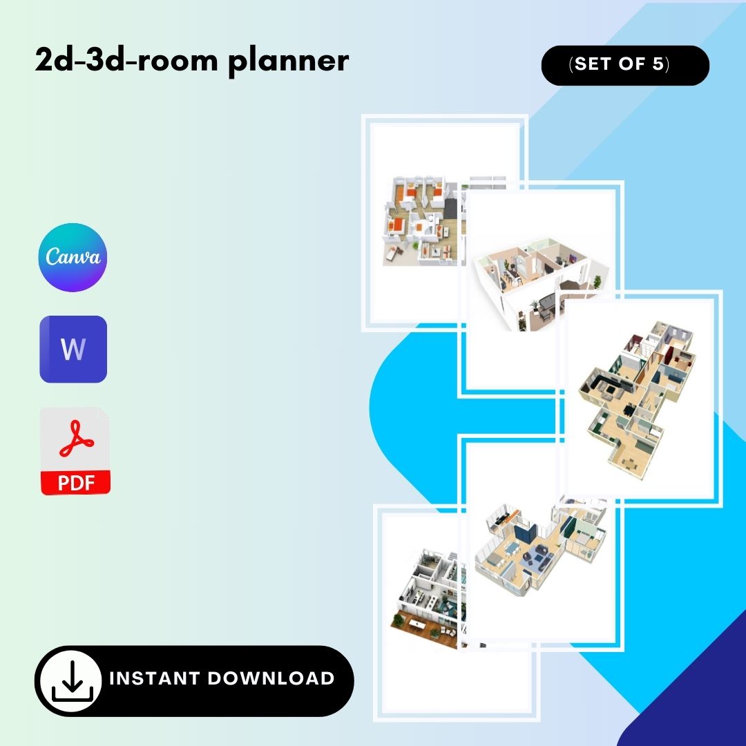 2D & 3D Room Planner Printable Template in PDF, Word