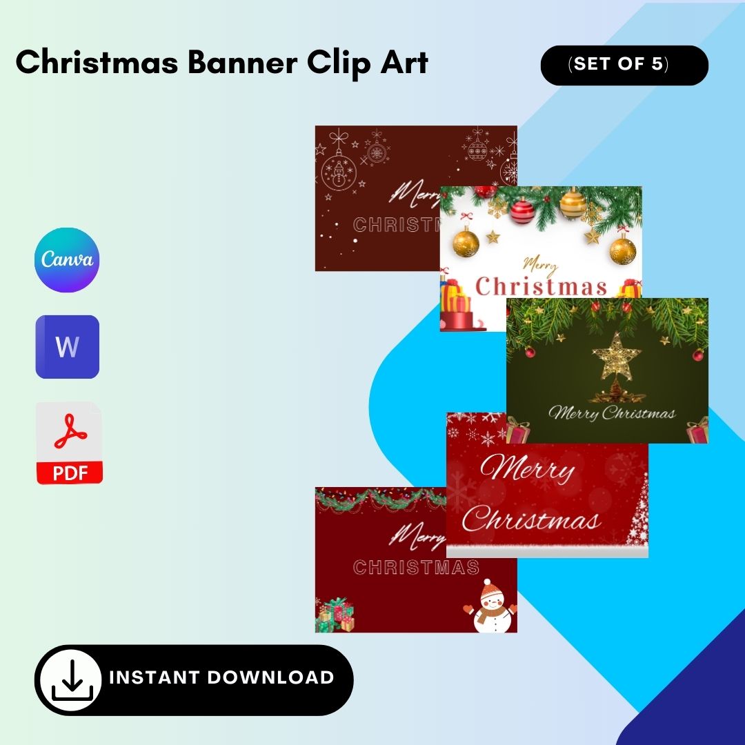 Christmas Banner Clip Art Printable Template in Pdf, Word