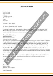 Eye Doctor Note for Tinted Windows Template – PDF & Word