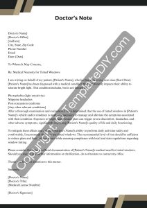 Eye Doctor Note for Tinted Windows Template – PDF & Word