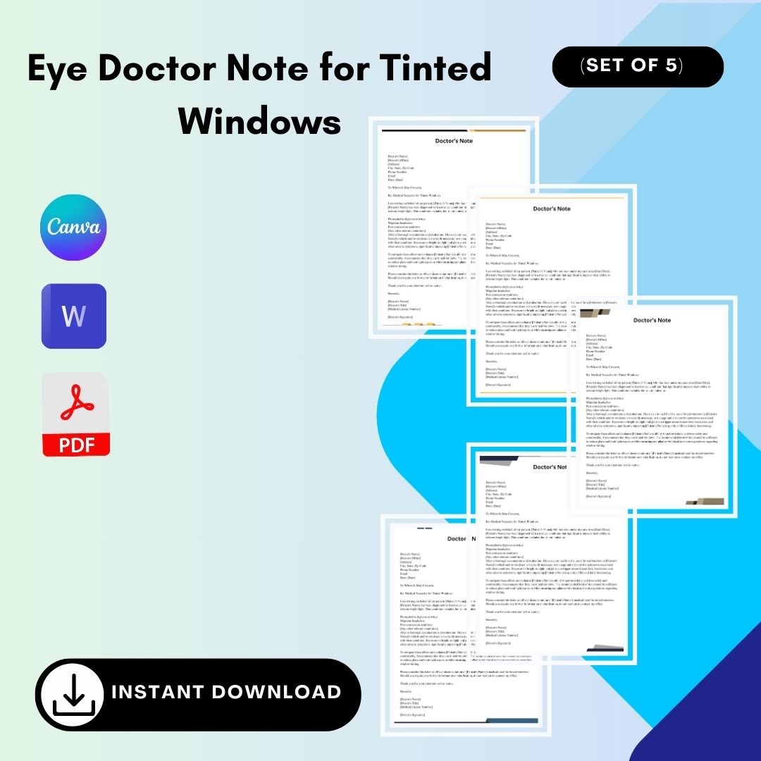 Eye Doctor Note for Tinted Windows Template – PDF & Word