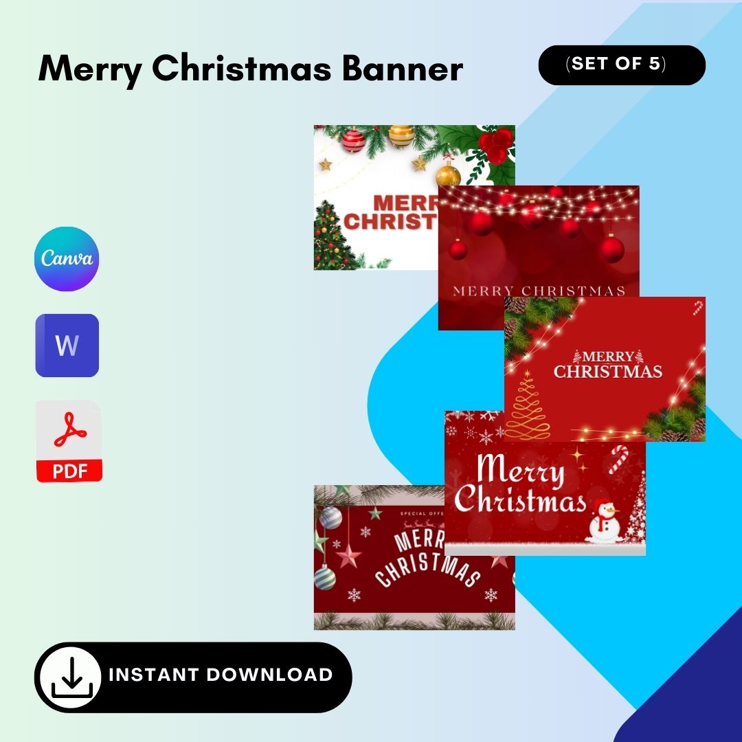 Merry Christmas Banner Printable Template in Pdf, Word