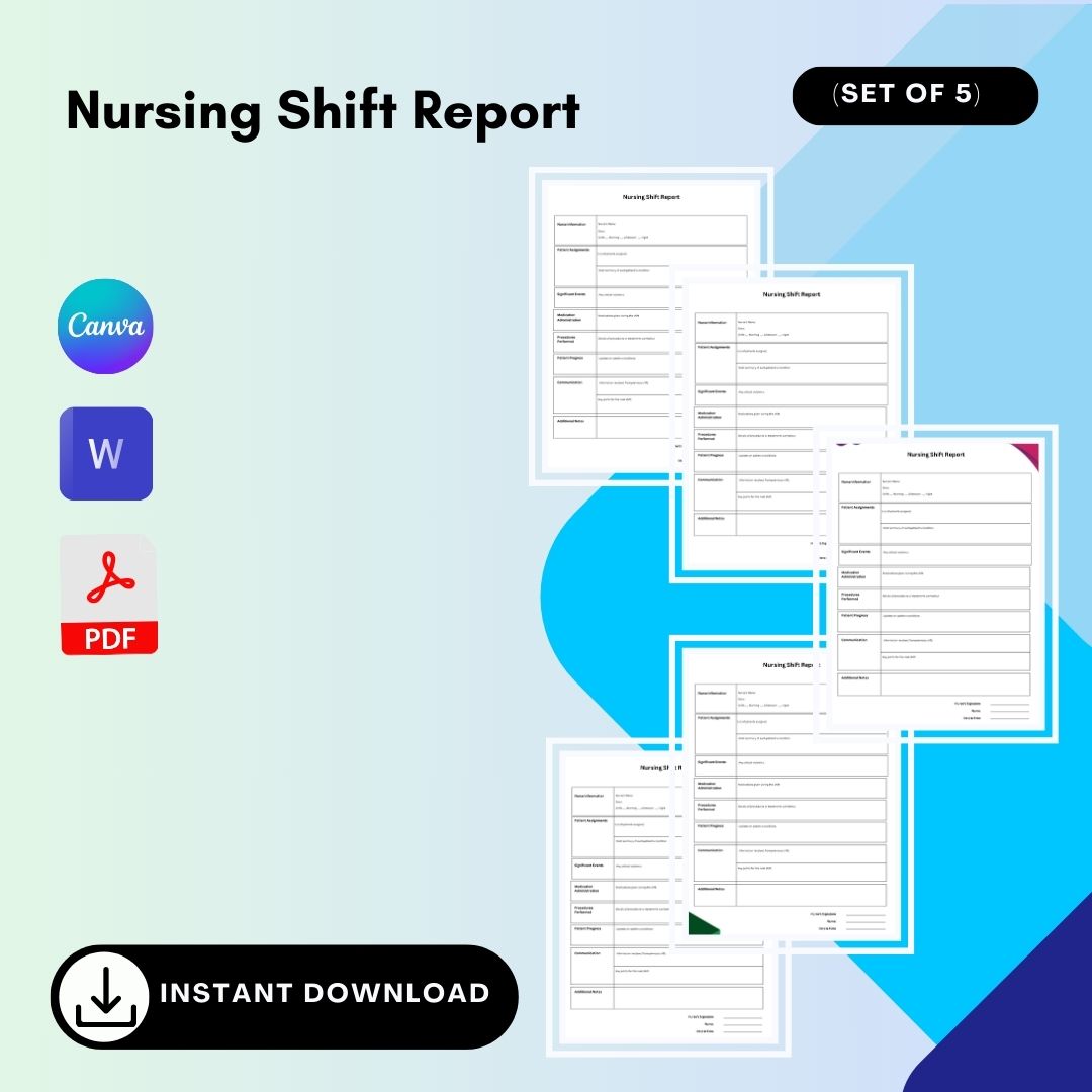 Nursing Shift Report Template Printable PDF, Word [Editable]