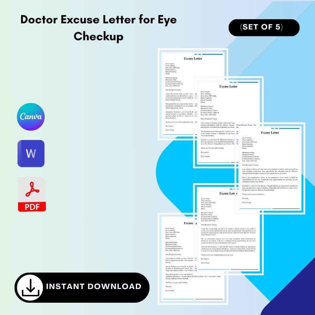 Printable Eye Checkup Doctor Note Template