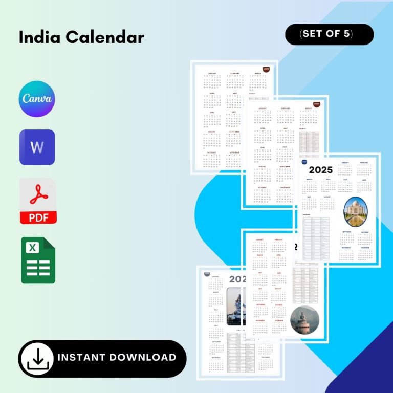 2025 India Holiday Calendar PDF, Word & Excel Download