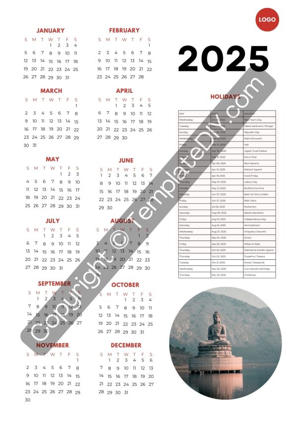 2025 India Holiday Calendar PDF, Word & Excel Download