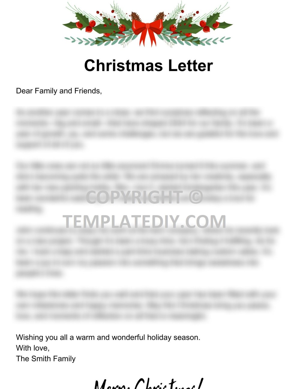 Family Christmas Letter Sample Template with Examples