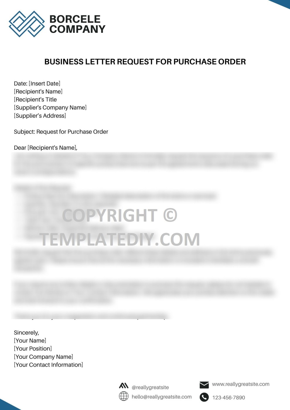 Business Purchase Order Letter Sample with Examples [Word]