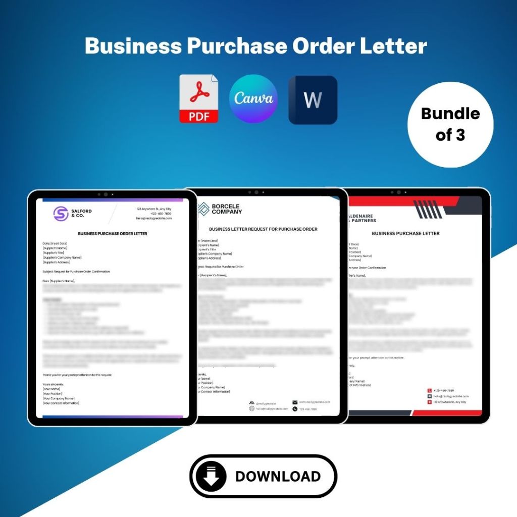 Business Purchase Order Letter Sample with Examples [Word]