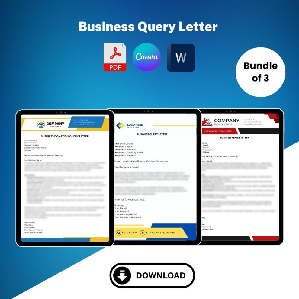 Business Query Letter Template Sample with Examples