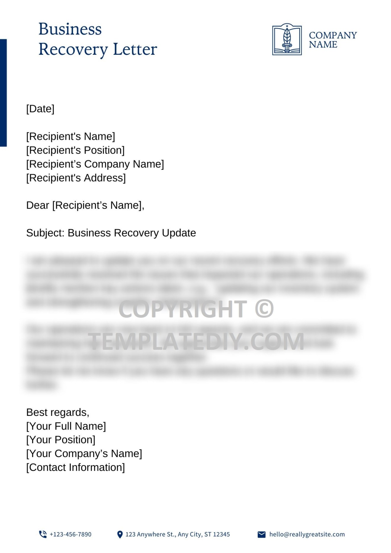 Business Recovery Letter Sample with Examples [Word]