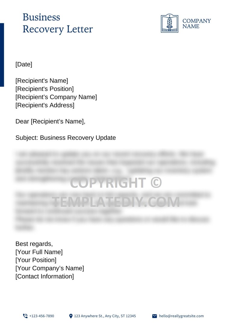 Business Recovery Letter Sample with Examples [Word]