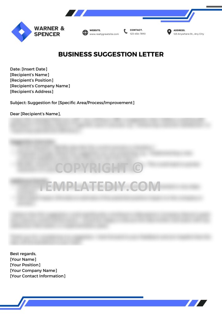 Business Suggestion Letter Sample with Examples [Word]