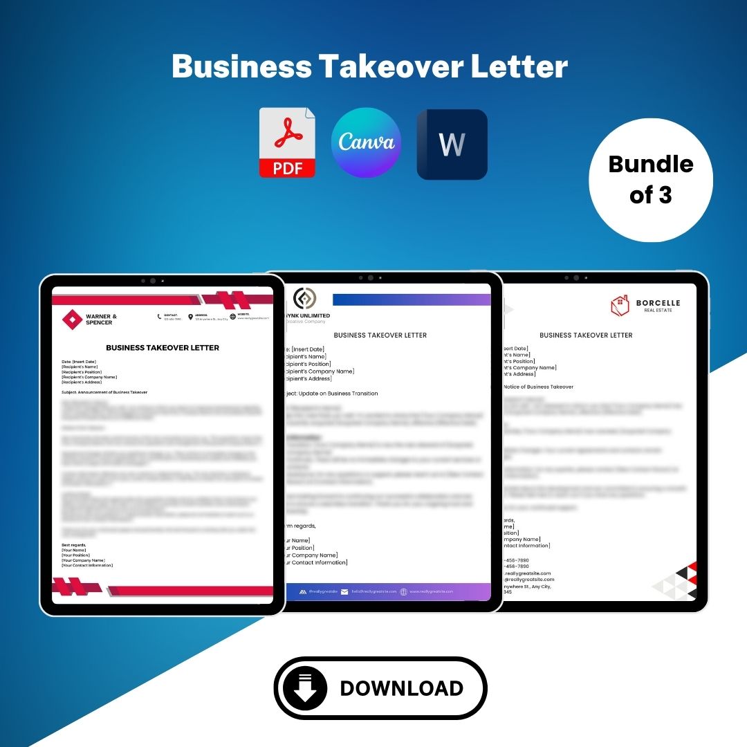 Business Takeover Letter Template | Download Formal Example