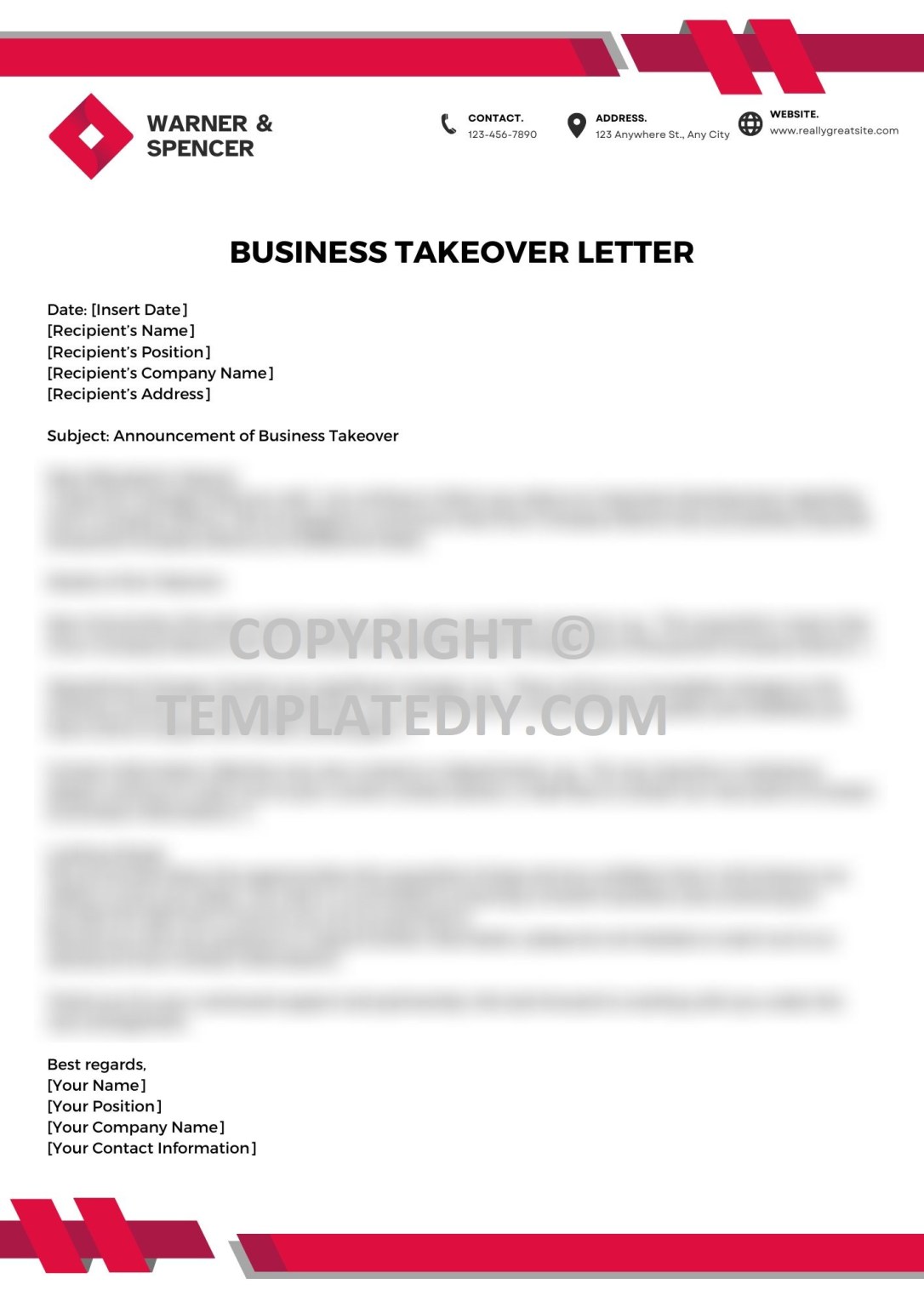 Business Takeover Letter Template | Download Formal Example