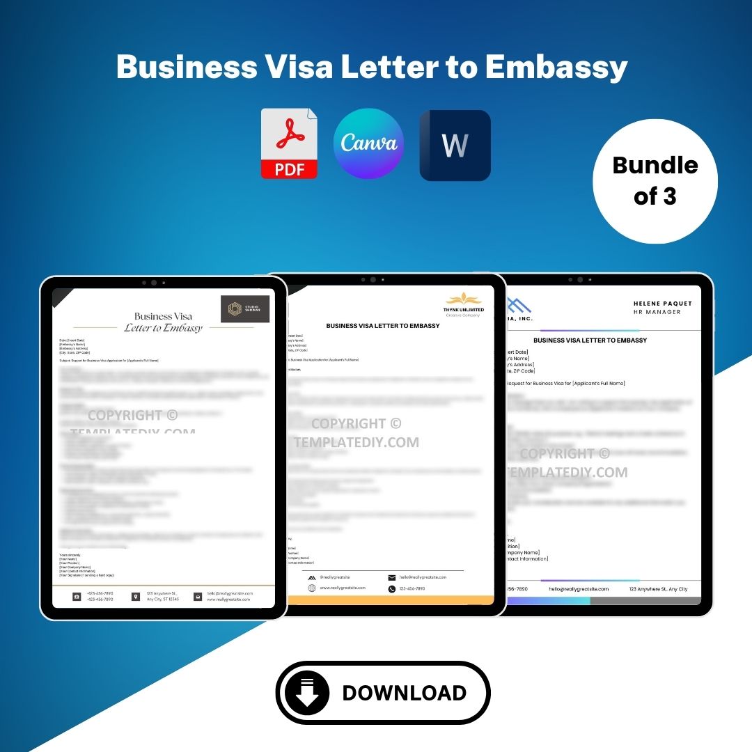 Business Visa Letter to Embassy Sample with Examples
