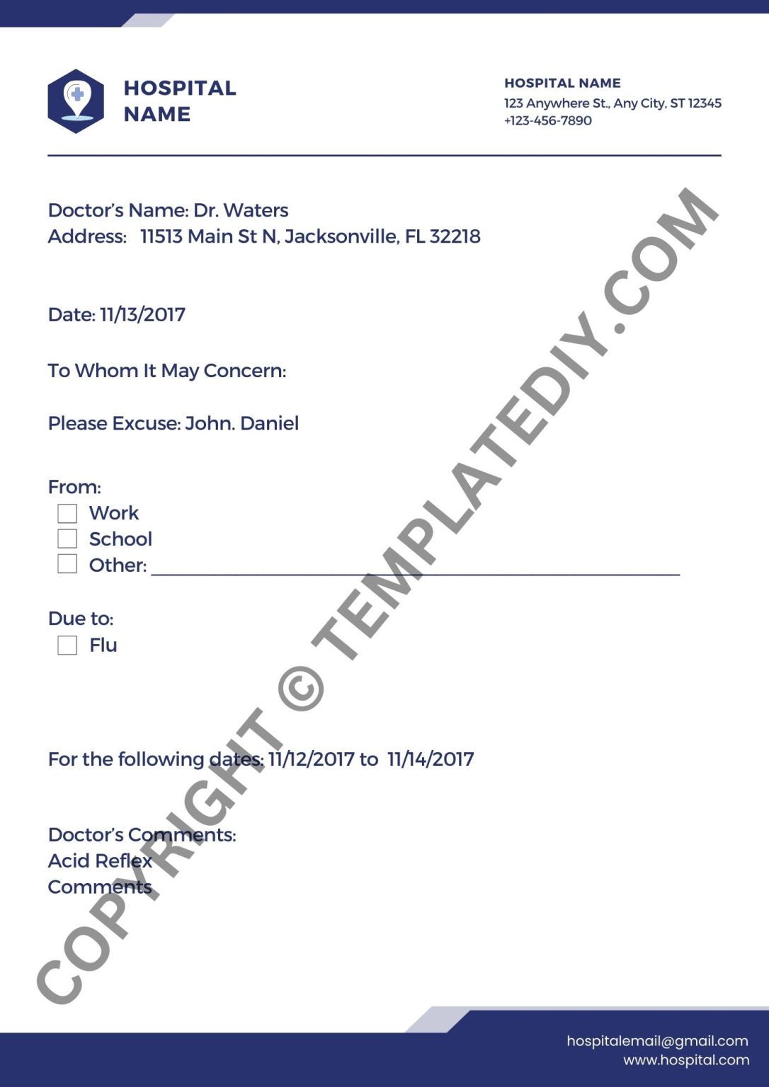 Doctor’s Note for Flu Template – Download Editable PDF & Word