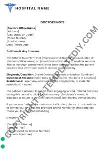 Doctor’s Note for Missing Work Template | PDF & Word
