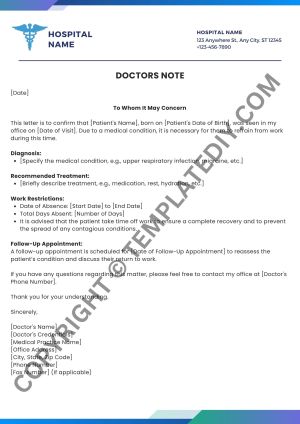 Doctor’s Note for Missing Work Template | PDF & Word