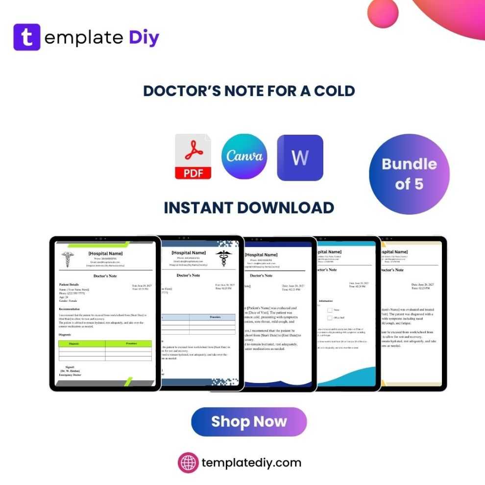 Doctors Note for Cold Template Printable [PDF, Word]