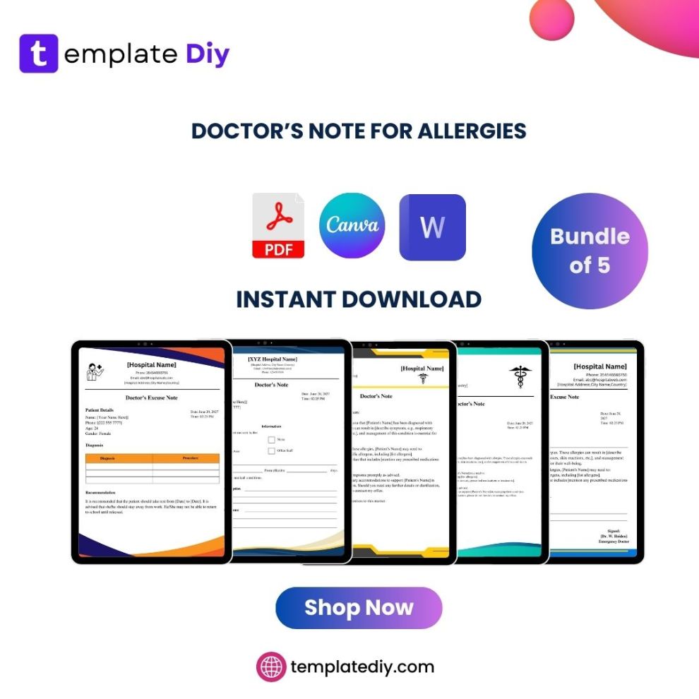 Doctors Note for Allergies Template Printable [PDF, Word]