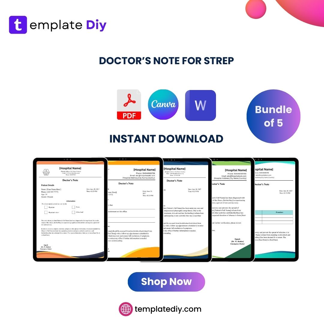 Doctors Note for Strep Throat Template Printable [PDF, Word]