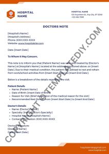 Patient First Doctor’s Note Template – Editable PDF & Word Download