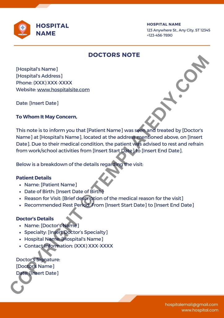 Patient First Doctor’s Note Template – Editable PDF & Word Download