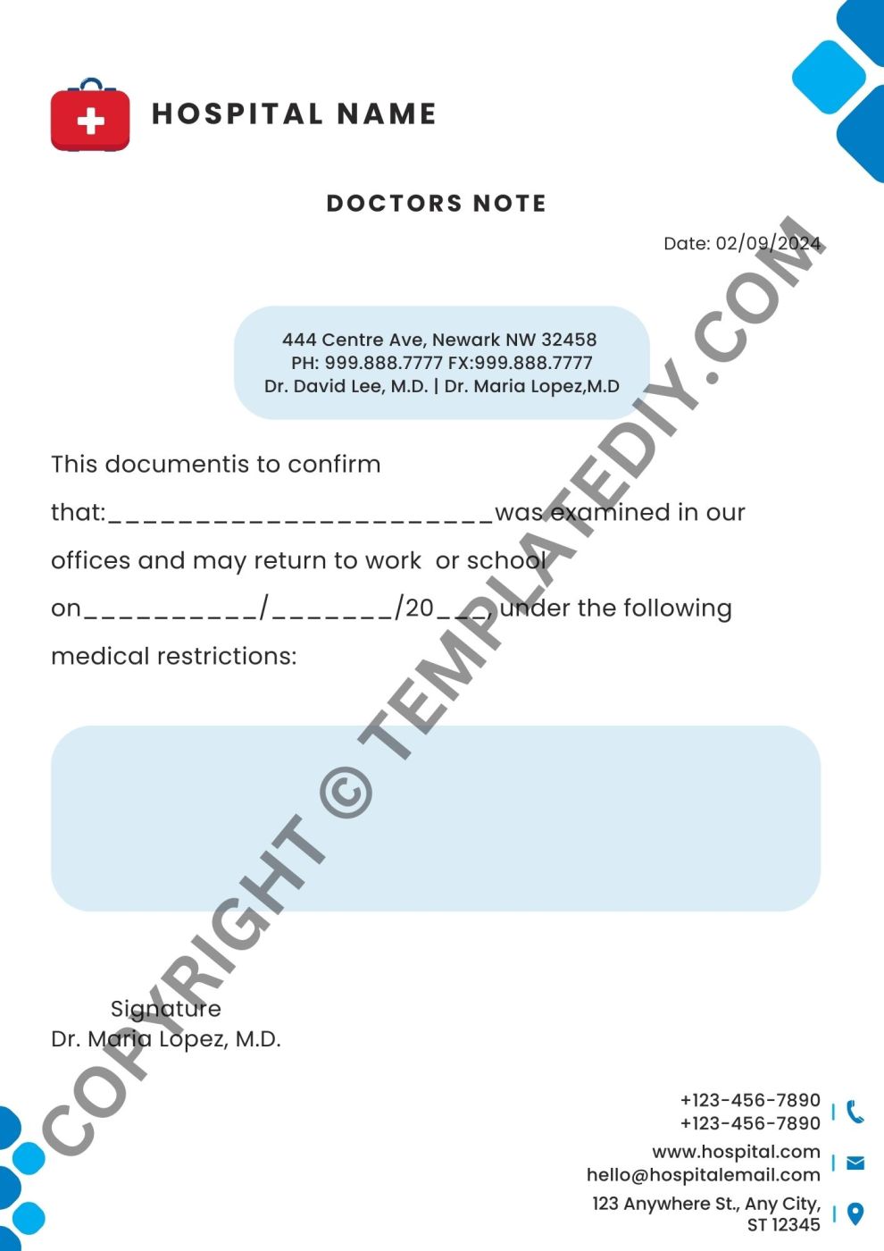 Printable Blank Doctors Note Template PDF & Word