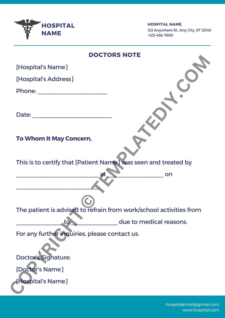 Patient First Doctor’s Note Template – Editable PDF & Word Download