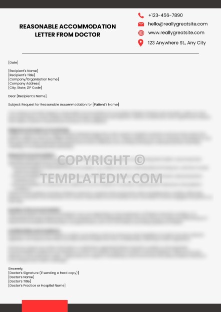 Reasonable Accommodation Letter from Doctor [Word Editable]