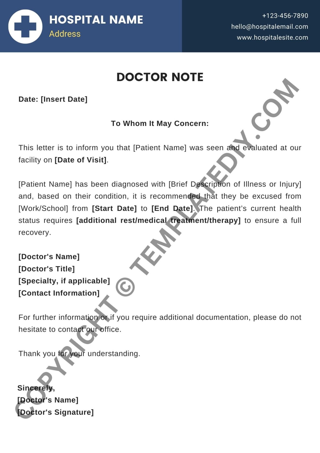 Real Doctor’s Note for Work – PDF & Word Template