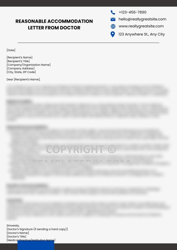 Reasonable Accommodation Letter from Doctor [Word Editable]