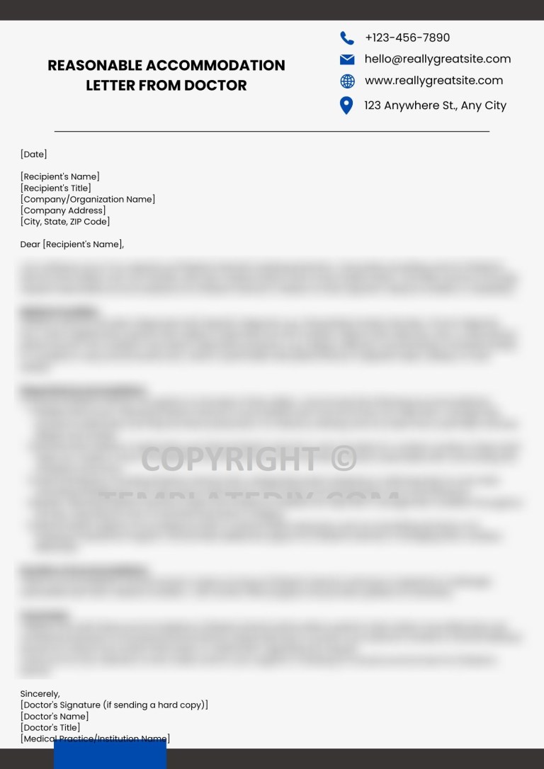 Reasonable Accommodation Letter from Doctor [Word Editable]