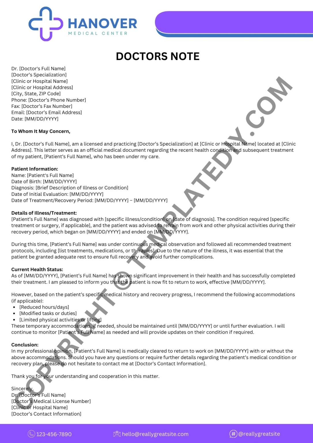 Return to Work Doctor’s Note Template | PDF & Word Download