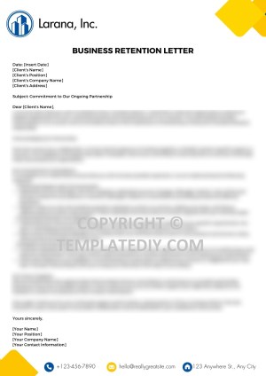 Business Retention Letter Sample Template with Examples