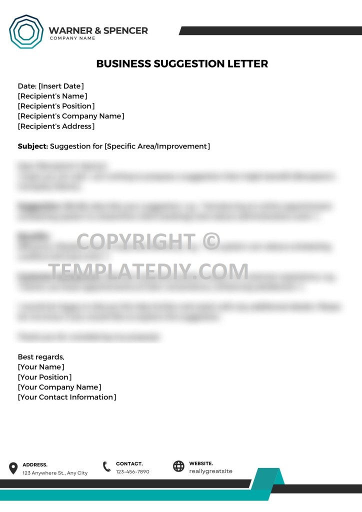 Business Suggestion Letter Sample with Examples [Word]