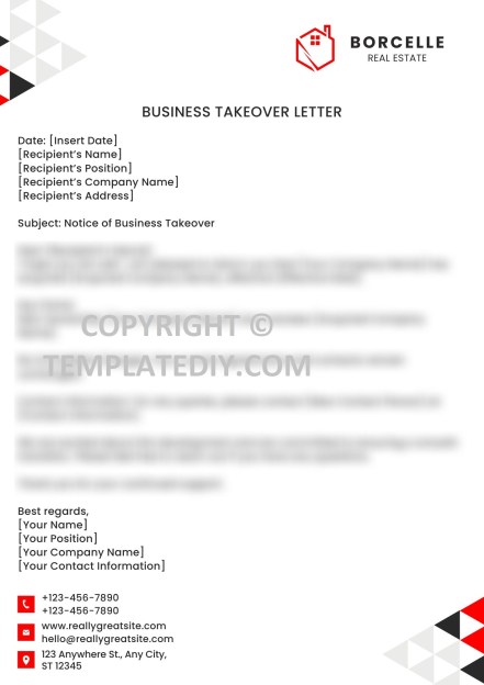 Business Takeover Letter Template | Download Formal Example