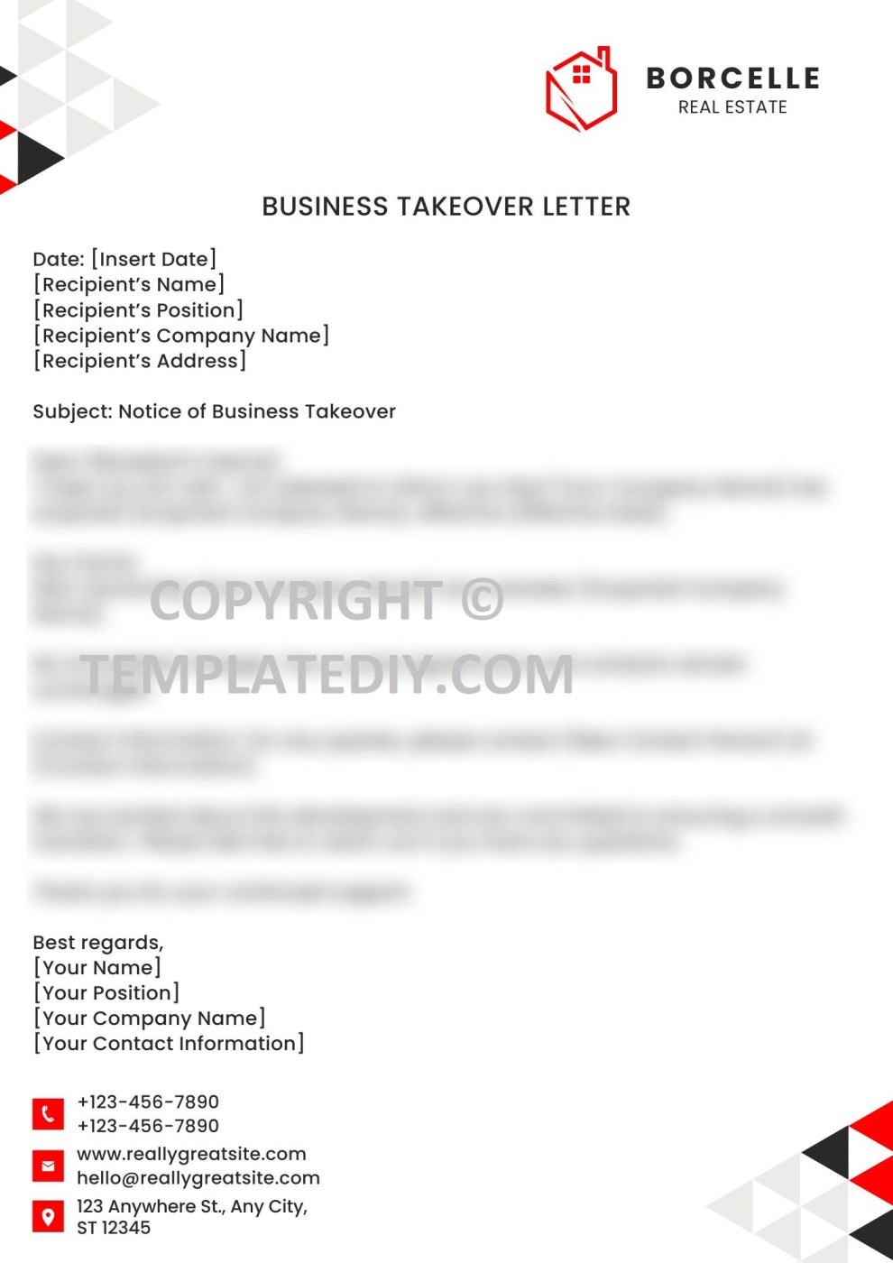 Business Takeover Letter Template | Download Formal Example