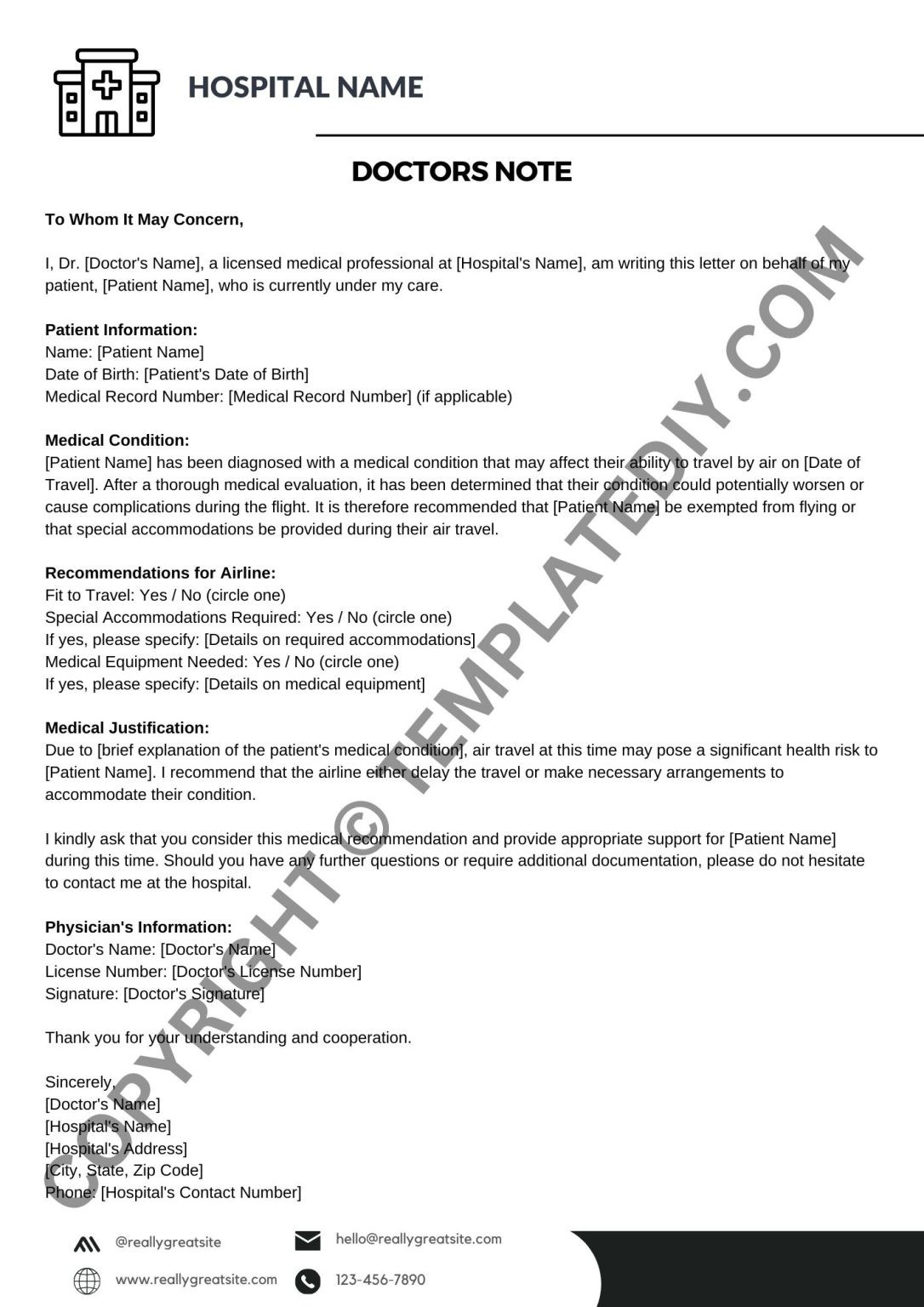 Doctor Note for Airline Travel | PDF & Word Template