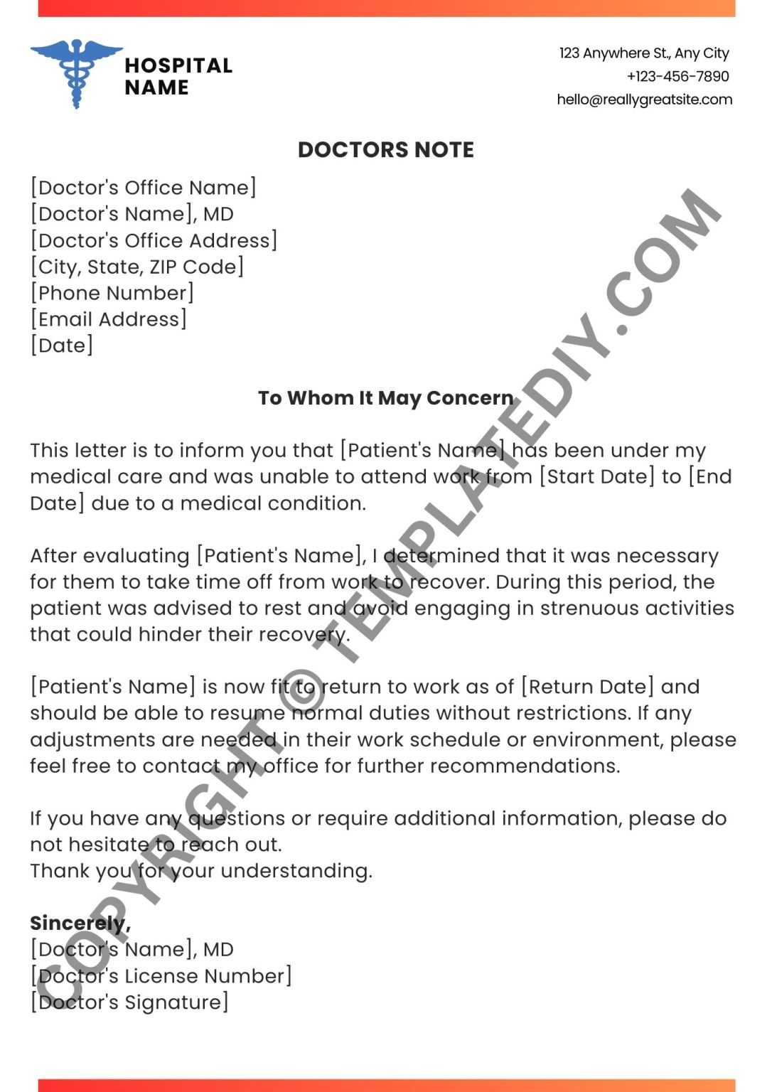Doctor’s Note for Missing Work Template | PDF & Word