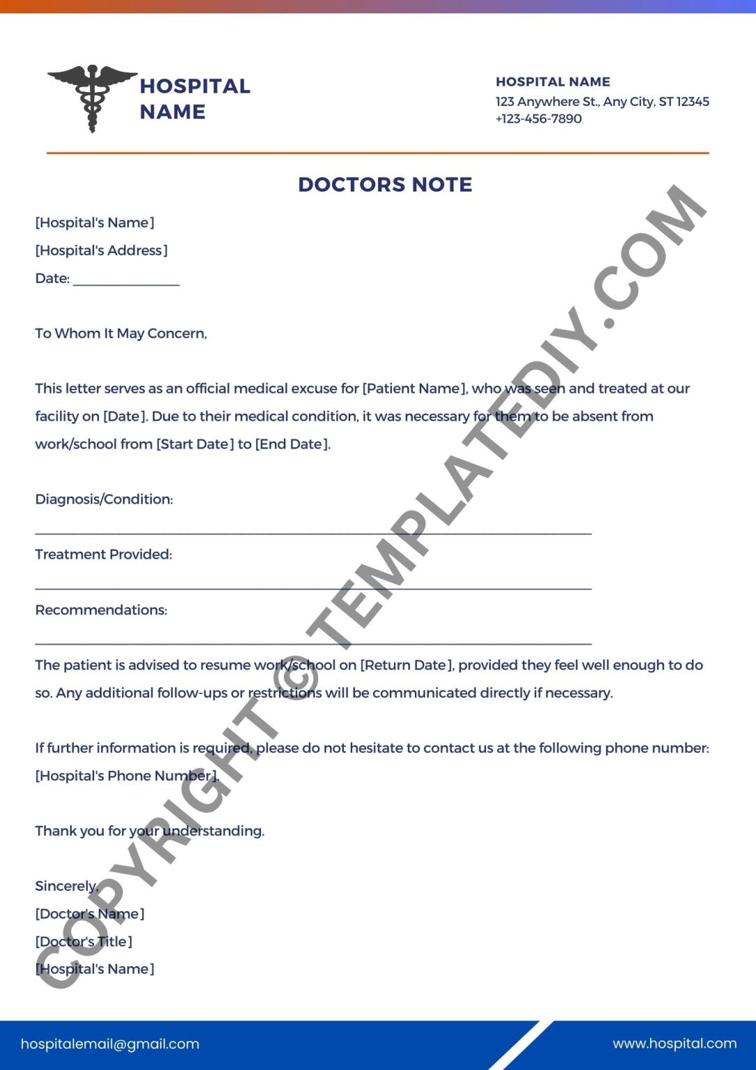 Patient First Doctor’s Note Template – Editable PDF & Word Download