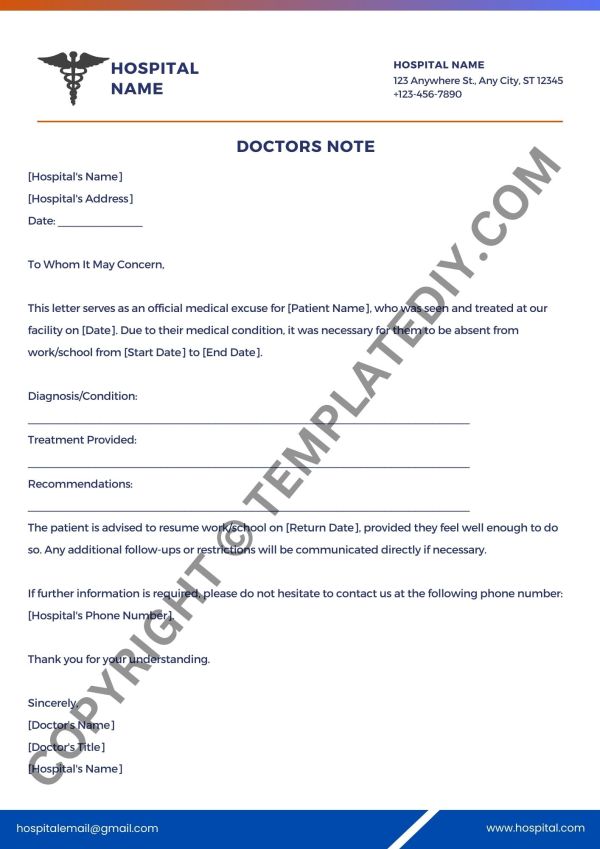 Patient First Doctor’s Note Template – Editable PDF & Word Download